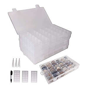 suituts 3 Pack 36 Grids Plastic Organizer Box with Adjustable Dividers, Clear Plastic Storage Organizer Box for Jewelry Beads, Letter Board, Rock Collection, Fishing Tackle (10.7X6.7X1.6 Inch)