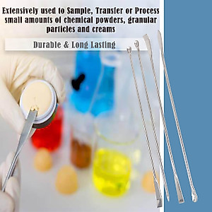 A2Z Scilab 4pc Stainless Steel Lab Spatula Micro Spoon Set, Double Ended Lab Mixing Reagent Spatulas - Long Sampling Spoon Scoop Tool Set Kit Laboratory Supplies for Experiments and Lab Use