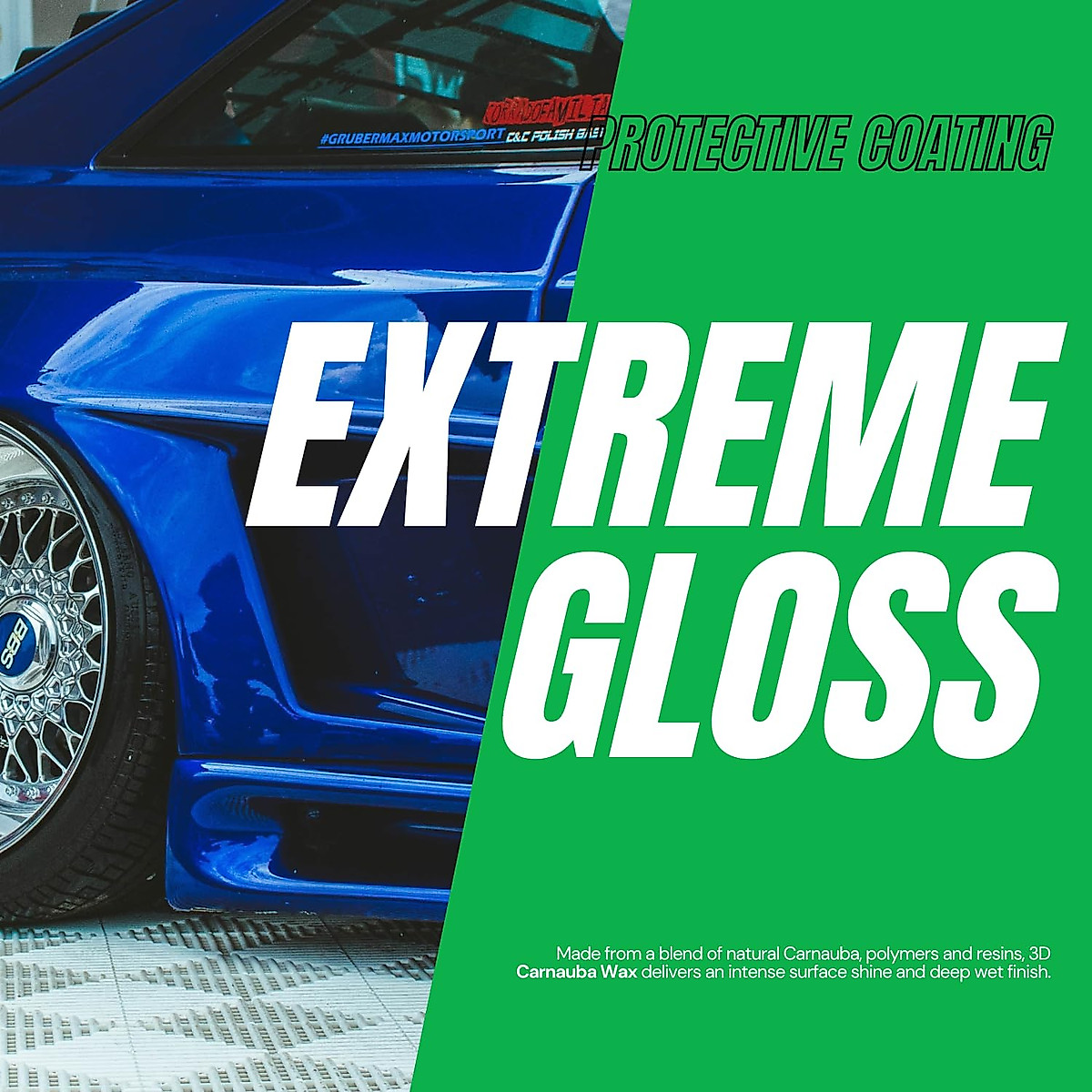 3D Carnauba Wax - High Gloss, Deep Shine Brazilian Carnauba Liquid Wax - Long Lasting UV Paint Protection - Easy Application on Cars, RVs, Boats, Motorcycles - Non-Staining Detailing Products 16oz.