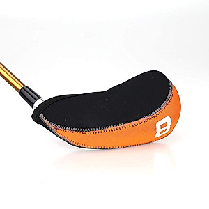 11pcs/Set Neoprene Iron Headcover Set with Large No. for All Brands Callaway,Ping,Taylormade,Cobra Etc. (Orange & Black)