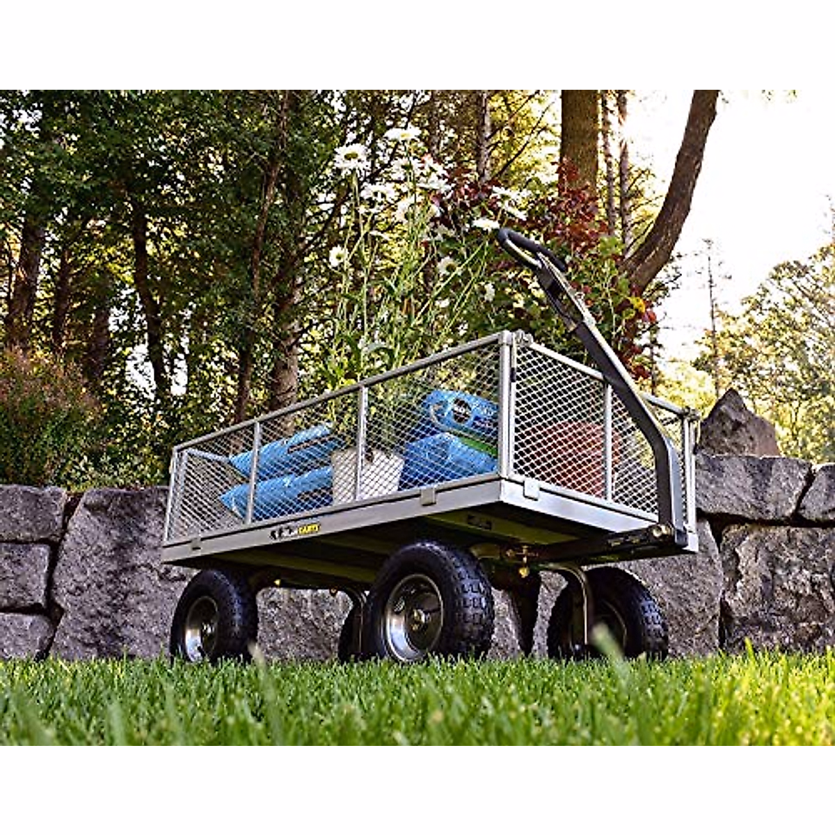 Gorilla Carts GOR1001-COM Heavy-Duty Steel Utility Cart with Removable Sides, 1000-lbs. Capacity, Gray