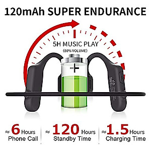 ALOVA Bluetooth Headphones with Mic, Open Ear Headphones Bluetooth 5.0 Sport Headset Waterproof IPX5 Ultra-Lightweight 18 Grams 6D Sound HD Phone Call (Black)