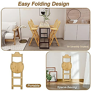 ORRD Bar Stool, Modern Folding Bamboo Counter Height Chair with Backrest and Footrestwith for Home Bar Kitchen Breakfast Island, No Assembly