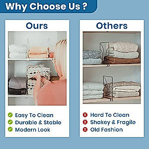 HOMEIKEA Shelf Dividers for Closet Organization 8Pcs - Acrylic Shelf Dividers (12x8 inches) Fits Upto 1-Inch-Thick Shelves - Scratch Resistant Clear Shelf Dividers for Closets for Home & Office