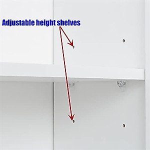 TIHWOALL Upgraded Version and Stronger Kitchen Pantry Cabinet Cupboard for Living Room Bedroom Office with Doors & Shelves & Drawer, Thickened Wooden Freestanding Wardrobe Storage Cabinet (White)