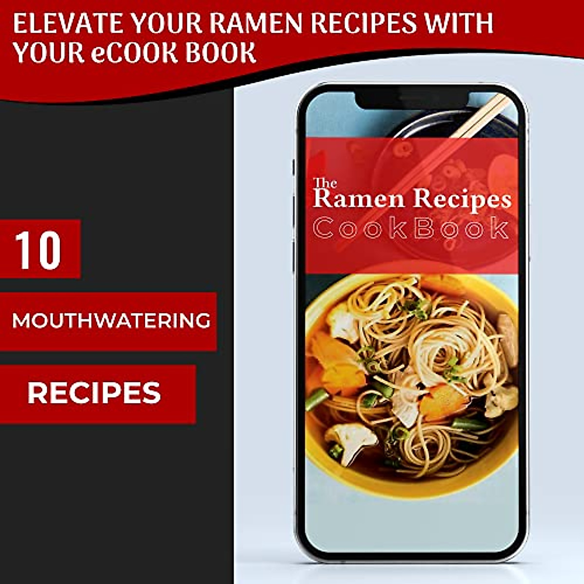 ELLISSIO Ramen Bowl Set - 2 Large Japanese Style Noodle Bowls With 2 Spoons & 2 Sets of Chopsticks For Ramen, Pho and Udon Soup - Black Melamine - Best For Authentic Asian Dining Experience At Home