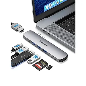 Lemorele USB C Hub for MacBook Pro/Air M1 M2 2022 2021 2020 2019 2018 13" 15" 16", 7 in 2 Multiport Adapter Hub Mac Dongle w/4K HDMI, 3 USB 3.0, SD/TF 3.0, 100W PD 40Gbps Thunderbolt 3/4