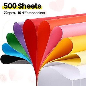 500 Pieces Construction Paper Bulk 12'' x 18'' Card Stock Printer Paper Craft Lightweight Art Colored Paper for Kids Adults School Drawing(Multicolor)