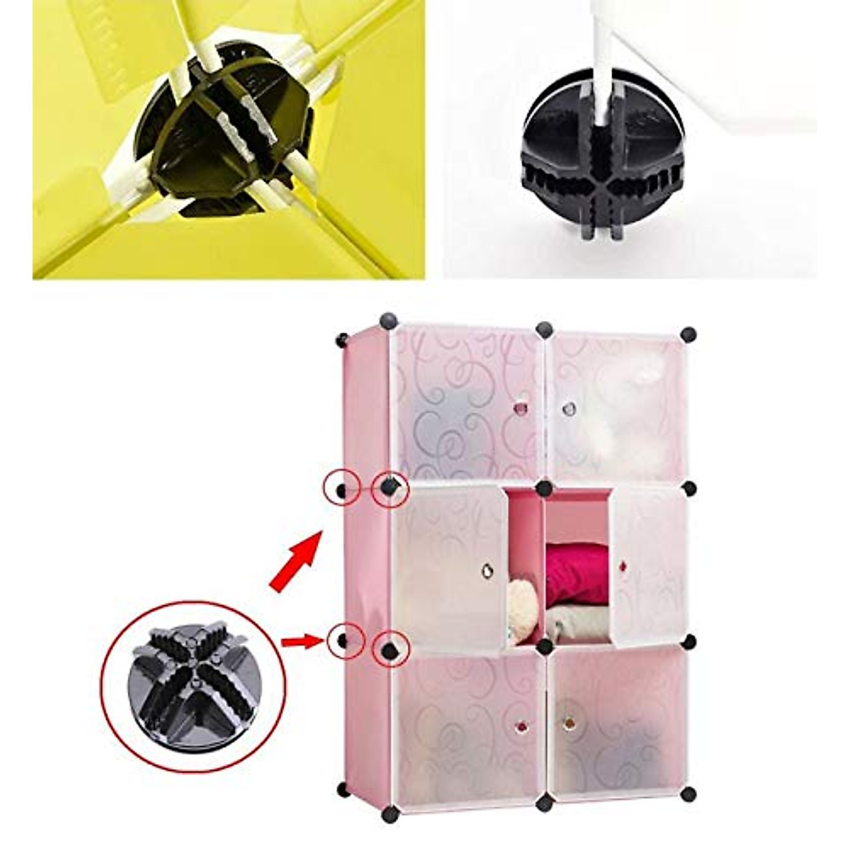 QUUPY 12Pcs Black Plastic Wire Cube Connectors Wire Grid Cube Organizer Connector for Modular Closet Storage Organizer Wire Shelving