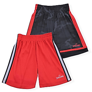 Spalding Boys 2 Pack Performance Basketball Shorts, Red/Black, 5/6