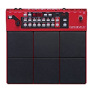 Nord Drum 3P Modeling 6-Channel Percussion Synthesizer Bundle with Closed Back Headphones, 5A Long Life Durable Non-Vibrating Drumsticks, and TS Cables (5 Items)