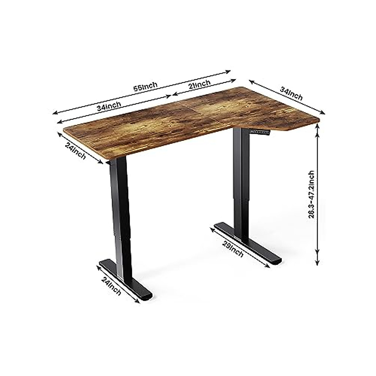 Marsail L Shaped Electric Standing Desk, 55x34 Inch Standing Desk Adjustable Height with Headphone Hook, Large Computer Desk Sit Stand Desk for Home Office Sturdy Writing Workstation