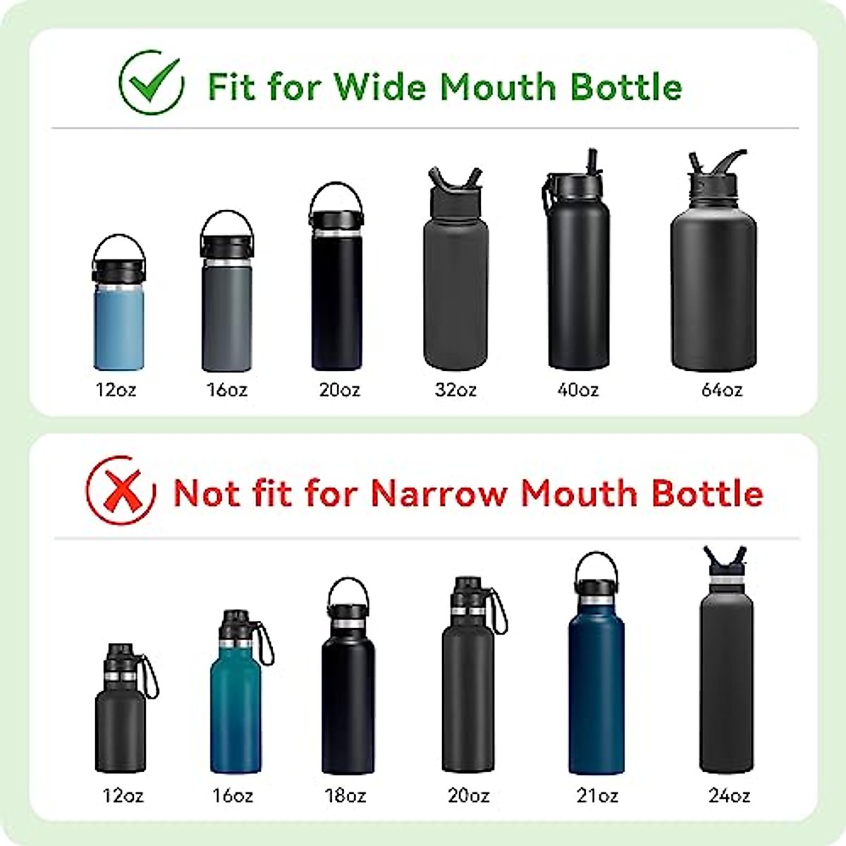 Prurex Straw lid for Hydro Flask 12-64 oz Wide Mouth,Replacement Lid with Straw for Hydroflask/Thermoflas/Iron Flask/Takeya/Simple modern 2.28"Wide Mouth Bottles（1 pack)