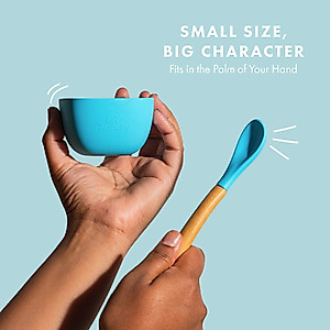 Avanchy Silicone La Petite Essential Collections Gift Set Black - Includes Mini Silicone Bowl, Silicone Cup, and Bamboo Baby and Infant Spoons - Baby Food Set - Baby Shower Gifts