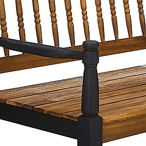 Christopher Knight Home Eddie Indoor Farmhouse Acacia Wood Bench with Shelf, Teak and Black Finish