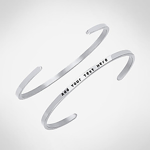 ShinyJewelry Cuff Bracelet Custom Personalized Stainless Steel Inspirational Jewelry 3mm Wide Engraved Present for Women