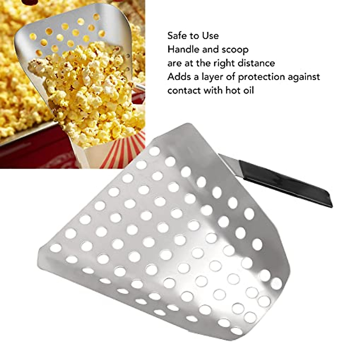 Aluminum Speed Scoop,Ice Scoop Popcorn Scoop,Commercial Popcorn Scoop with Holes,Single Handle Stainless Steel Fries Scooper