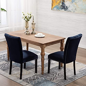 adochr Velvet Parsons Upholstered Dining Chair, Accent Chairs Dining Room Chairs Set of 2(Blue)