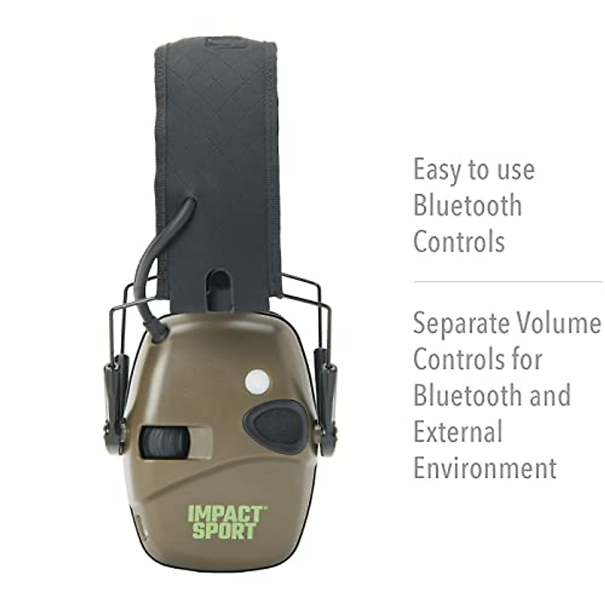 Honeywell Ademco Howard Leight Impact Sport Bluetooth 5.0 Electronic Shooting Earmuff (R-02548) Od Green