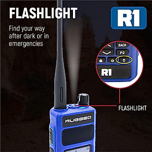 Rugged Two Way Handheld Radio Walkie Talkie for Business Schools Churches Construction - Features Long Range Dual Band VHF UHF and Rechargeable Battery (R1)
