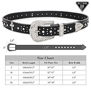 BELTROAD Rhinestone Belt for Men Women, Western Cowboy Cowgirl Belts Bling Leather Belt With Cross and Diamond for Jeans