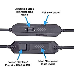 Long 6FT / 2.0M Inline Mic Mute Volume Control Console Cable Cord Wire for AstroA10 A10 A40 A40TR Gaming Headsets (See Product Pictures for Inline Controls Info)