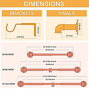 Rustic Curtain Rod, Industrial Curtain Rods for Windows 28 to 48 Inches, Blackout Wrap Around Curtain Rod, for Indoor and Outdoor, Simple Modern Design, 28 to 48 Inches, Black