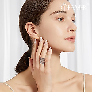 TEAMER Stainless Steel Hollow Flower Ring Boho Adjustable Open Finger Rings Fashion Jewelry Wedding Ring for Women (Flower 2-Steel Color)