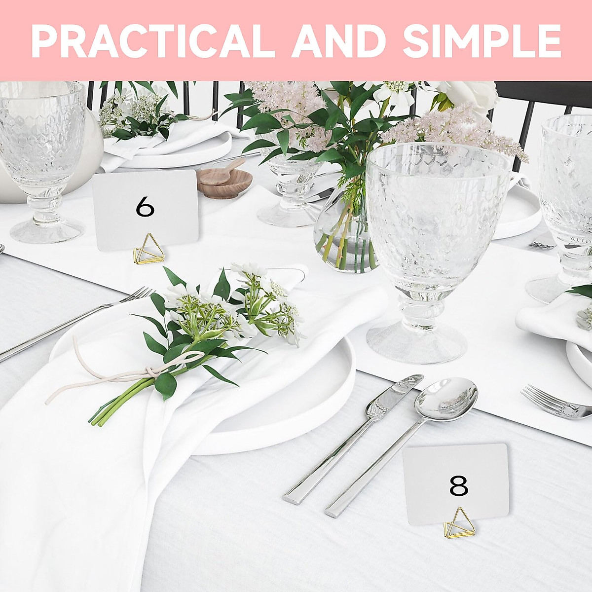 100 PCS Card Holders, Triangular Table Card Holders, Table Top Thick and Sturdy Photo Holders, Mini Business Card Holders, Place Cards for Party, Anniversary, Banquet, Holiday Decoration (Gold)