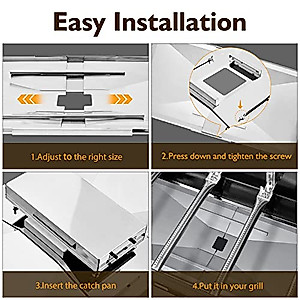 DGF493BNP Drip Pan Grease Tray with Catch Pan Set Grill Replacement Parts for Dyna Glo, Backyard, BHG, Uniflame and More Gas Grill Brand DGE530BSP-D Parts 70-01-279 Grease Pan Adjustable Drip Tray