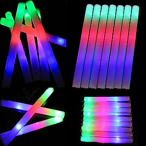 LED Foam Sticks,100Pcs Glow Sticks Bulk,18 Inch Multi Color Flashing Glow Batons, Strobes, 3 Flashing Modes - Party, DJ, Concerts, Festivals, Events, Promotions,Birthdays, Weddings