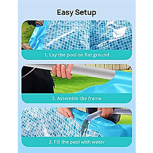 EVAJOY 12ft x 30in Metal Frame Swimming Pool, Outdoor Round Above Ground Pool with Steel Frame, Heavy-Duty PVC, Easy Assembly for Backyard, Garden, Lawn