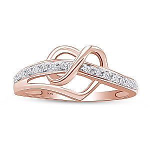 AFFY Sterling Silver Diamond Heart Ring (1/20 cttw, I-J Color, I3 Clarity)