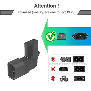 QIUCABLE Left Angle IEC Adapter, C14 Male to C13 Female, 90 Degree Plug, 250V AC, 10A Max, 100% Pure Copper, PVC Jacket