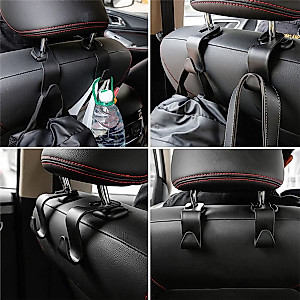 8sanlione Car Back Seat Headrest Hooks, 4PCS Vehicle Backseat Storage Organizer Hanger, Multifunctional Auto Headrest Hidden Hook Universal for Handbag Purse Backpacks Bags and Groceries (Yellow)