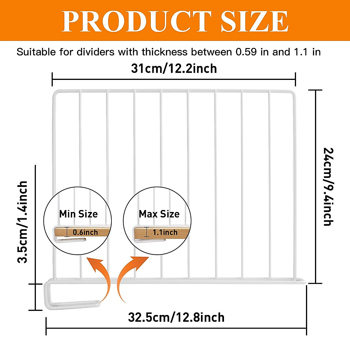 Fineonly 8 Pack Shelf Dividers for Closet Organization Metal Closet Shelf Divider Set Shelf Divider Closet Shelf Organizer Towel Shelf Divider for Wooden or Vertical Shelve Storage Organization