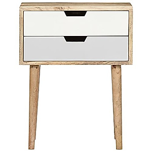 Side Table with Drawers, Furniture Small Space, Modern nightstand end Table, Bedside Cabinet 18.5"x13.8"x23.2" Solid Mango Wood Suitable for Living Room, Bedroom Bedside.
