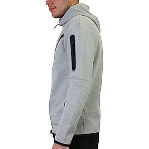 Nike men Sportswear Tech Fleece Full-Zip Hoodie, Dark Grey Heather/Black, Large