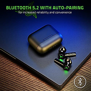 Razer Hammerhead True Wireless X Earbuds: Custom-Tuned 13mm Drivers - Bluetooth 5.2 w/Auto-Pairing - 60ms Low-Latency Gaming Mode - Touch Enabled - Mobile App Customization - Classic Black