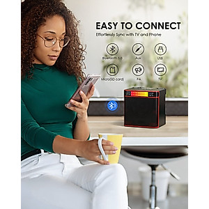 FULLIFE Karaoke Machine, Portable Bluetooth Karaoke Speaker with 2 Wireless Microphones for Adults & Kids, PA System with LED Light, Home Karaoke Set, Supports TF/AUX/USB, for Parties, Meetings