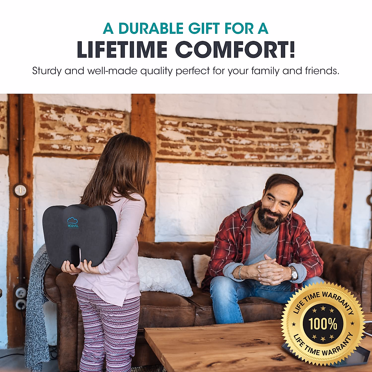 Modvel - The Original Gel Seat Cushion for Desk Chair, Enhances Posture and Support, Non-Slip Bottom, Ideal Tailbone Cushions for Pressure Relief - Premium Gaming, Car, Office Chair Cushion