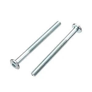 MroMax 10Pcs M6 x 80mm Flat Head Hex Socket Cap Screws Bolts, Blue Zinc Plated Carbon Steel Partial Thread Furniture Screws for Assemble Cabinets, Baby Beds, Tables and Chairs