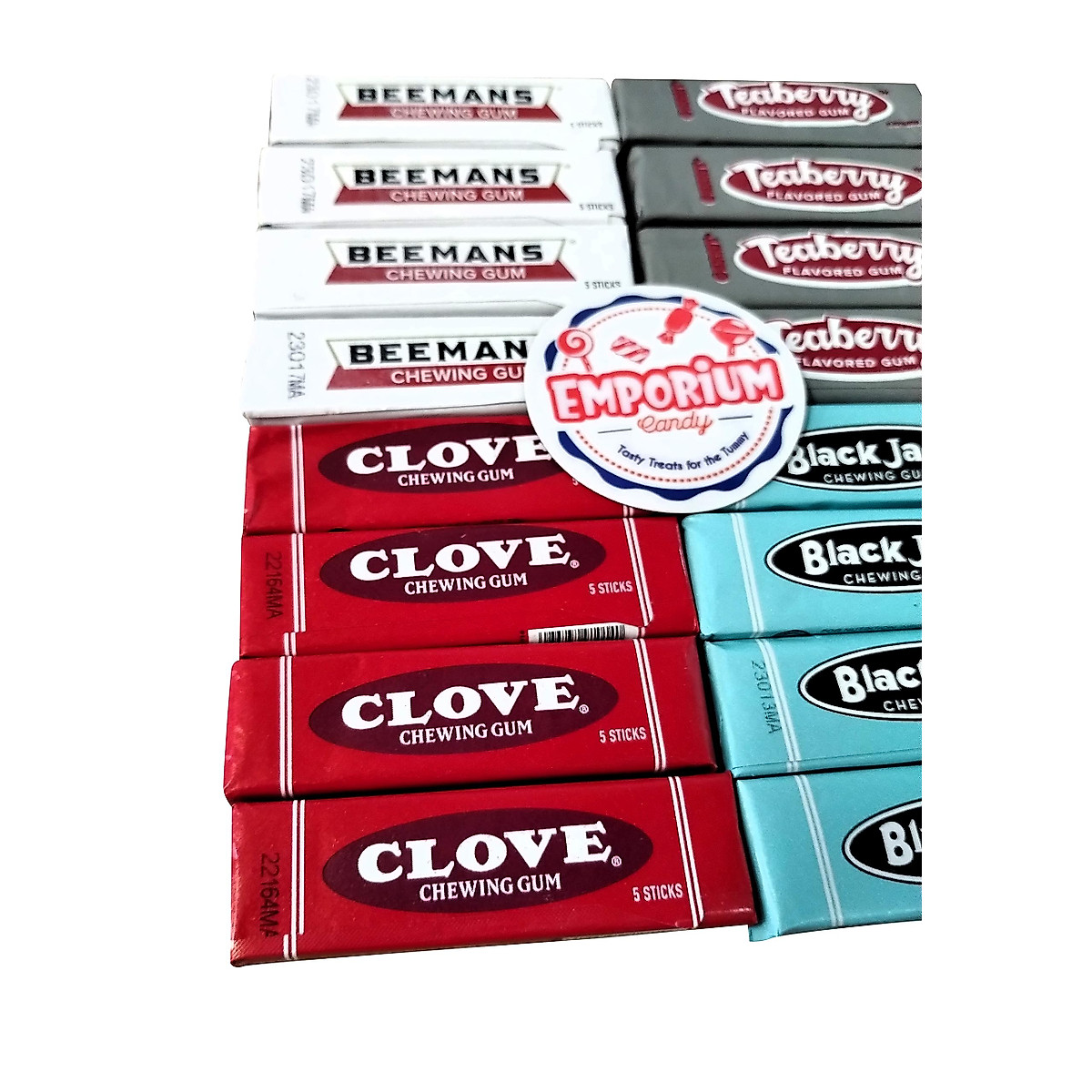 Beemans Black Jack Clove Teaberry Chewing Gum 4 Packs of Each Old Time Assortment Gum