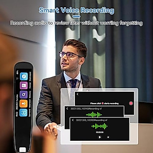 Upgrade Translation Scanning Pen, Text to Speech Device for Dyslexia, Real-time Multifunctional Pen Scanner with LCD Touchscreen, Support 12 Languages Offline Scanning Translation (Black)