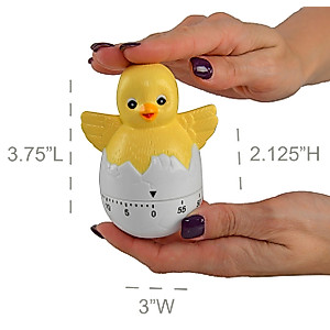 HOME-X Chick Timer, Cute Kitchen Home Decor, Useful Kitchen Gadgets, Animal Timers Mechanical Kitchen Cooking Timer Clock Loud Alarm Counters-Student Timer- 55 Minutes-3 3/4" L x 3"D