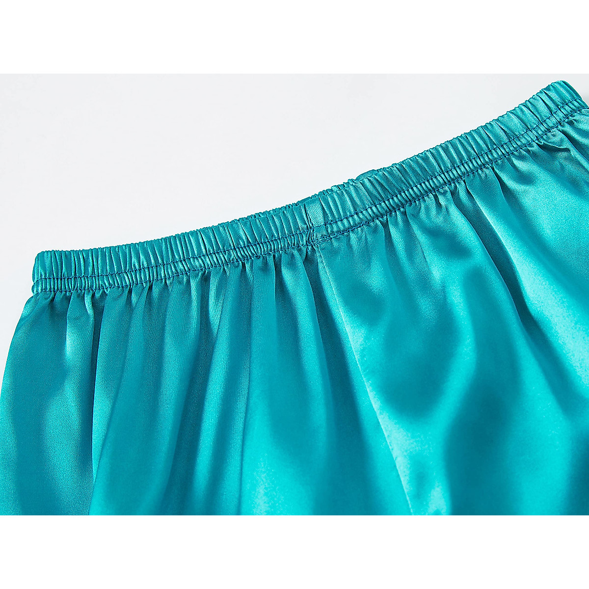 Topgal Big Girls Pajamas Size 10 – Lovely Teal Satin Short Sleeve & Shorts PJ Set Sleepwear