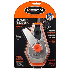 Keson K3XPRO Precision String Chalk Line Reel with 3X1 Rewind, 100-Foot