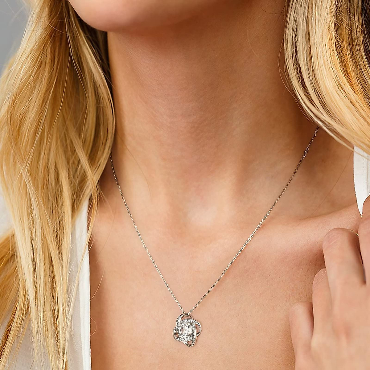 Ieftop Mentor Gifts Mentor Necklace, 14K White Gold Plated Love Knot Pendant Necklace Colleagues Coworker Leaving Gifts Coworker Going Away Gifts for Women Best Coworker Gifts