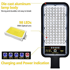 100W Solar Street Lights Outdoor, LED Street Lights Solar Powered Dusk to Dawn, Waterproof Solar Security Flood Light with Motion Sensor And Remote Control for Parking Lot Patio Backyard Garden Yard