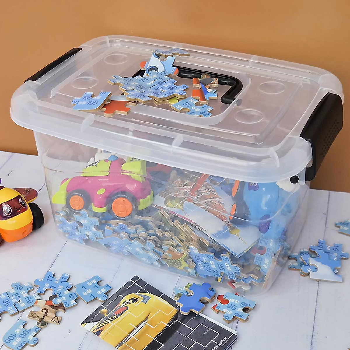 Leendines 6 Quart Small Clear Storage Box, 6 Packs Small Plastic Storage Tote Boxes